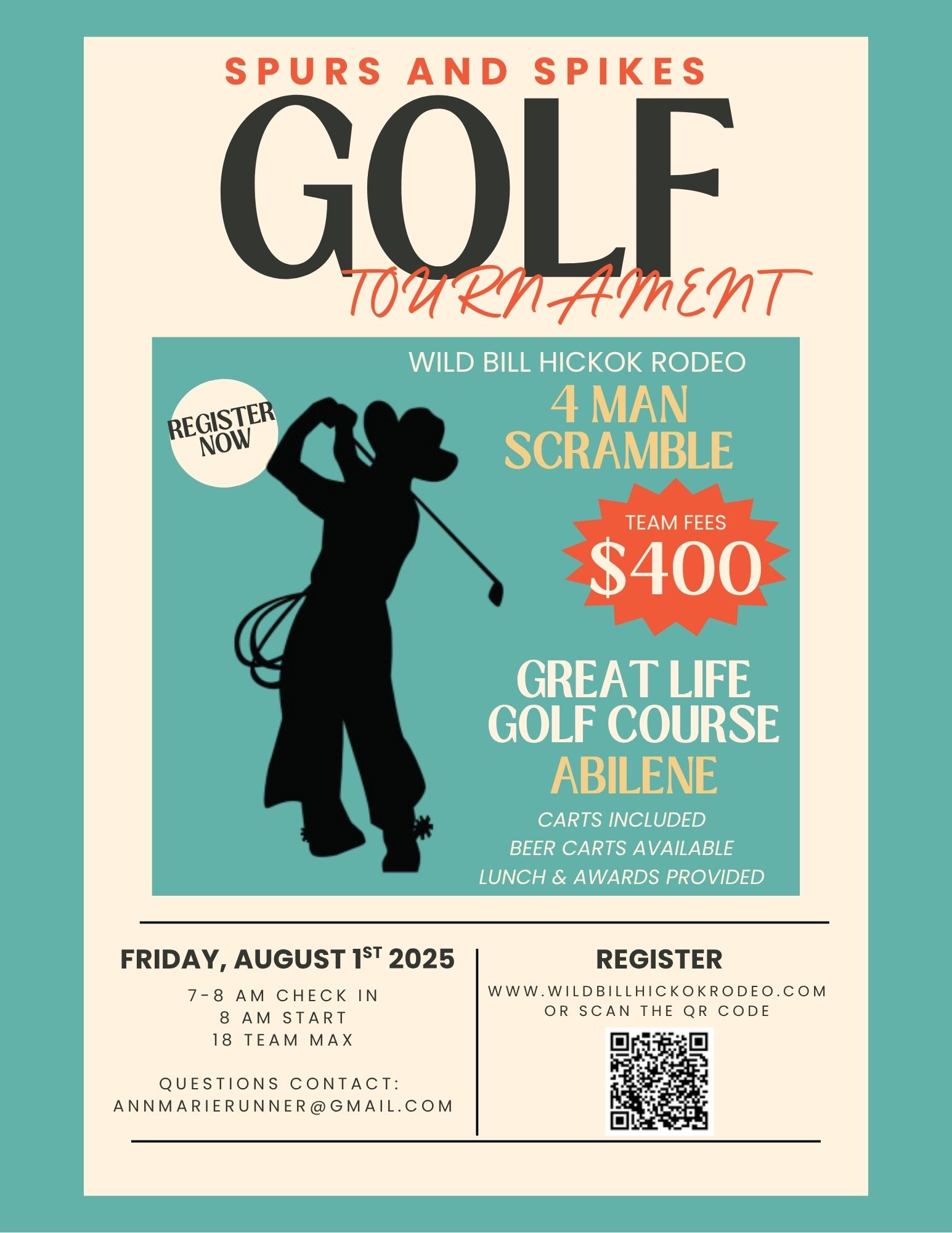 Spurs and Spikes Annual Golf Tournament | Wild Bill Hickok Rodeo